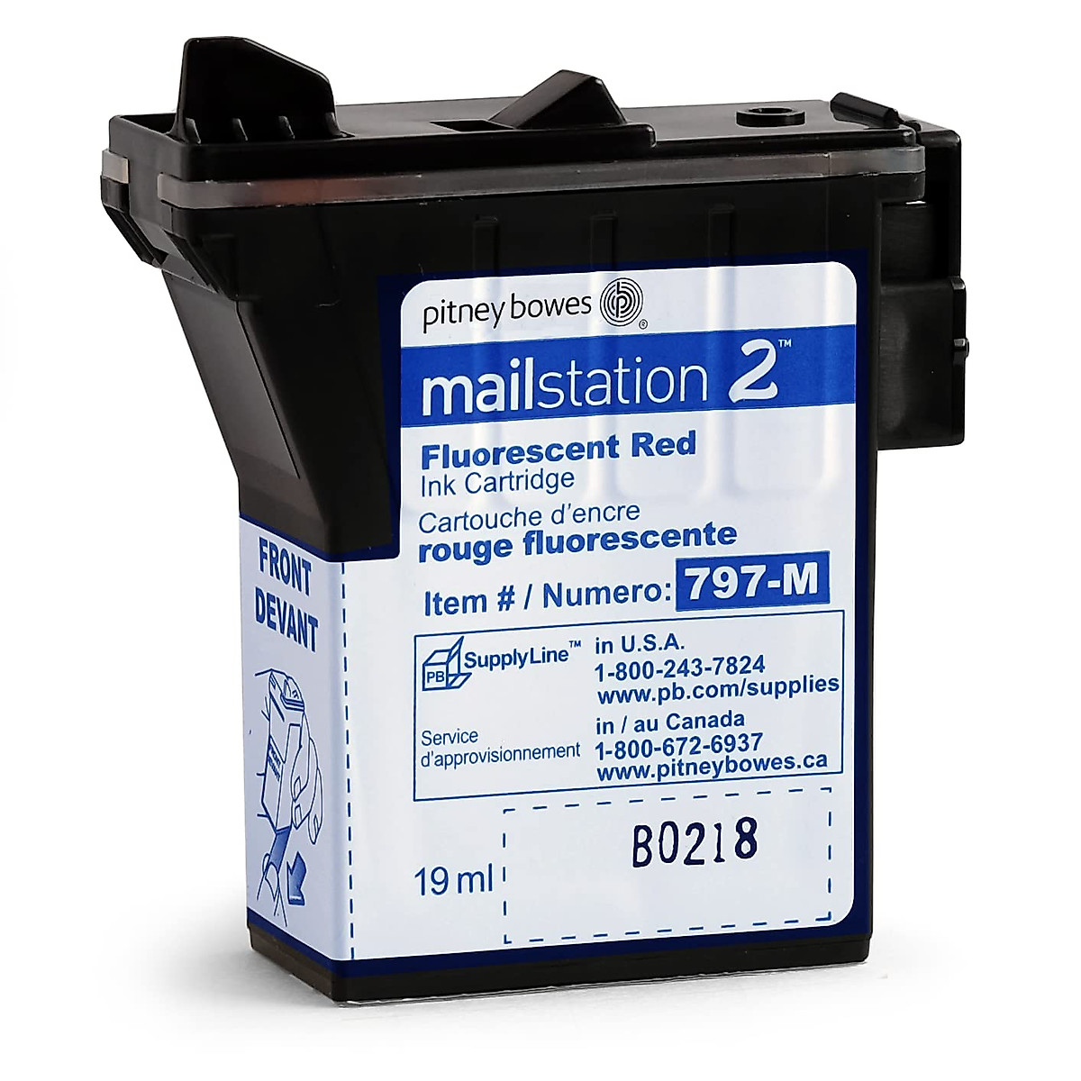 Pitney Bowes 797-M Ink Cartridge for Mailstation2 (K7M0), Red Ink, 19 ml