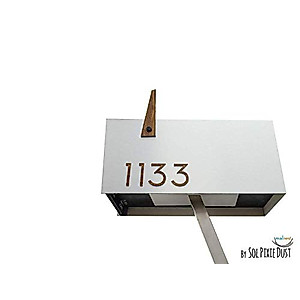 Contemporary Post Mount Mailbox/Aluminum Brush Silver Body and Aluminum Wood Walnut Numbers, Custom Mailbox, Mailnest, PostBox, Type 4