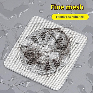 Disposable Drain Hair Catcher,20 PCS 3.9inch Square Drain Stickers Adhesive Hair Catcher for Bathroom Laundry Bathtub Kitchen