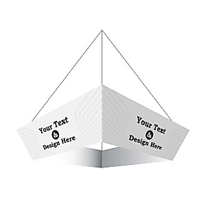 BANNER BUZZ MAKE IT VISIBLE Tapered Square Fabric Hanging Ceiling Banner Sign Single Side Printed Outside for Trade Show Display (12 X 3.5')
