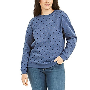 Karen Scott Women's Printed Fleece Sweatshirt Blue Size Petite Small