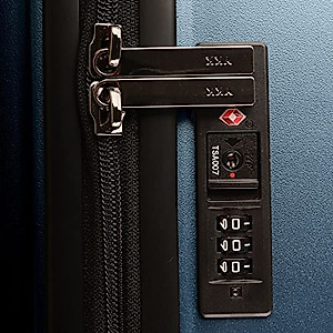 Traveler's Choice Ultimax II 26" Medium Trunk Spinner Luggage, Tie Down Straps, Matte Navy, Checked Inch