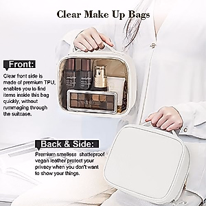 Hibagg Travel Toiletry Bags TSA Approved, 2PCS Clear Makeup Bags Set, Cosmetics Organizer Wide Open, Carry On Travel Essentials for Women Men with Gift Box, White