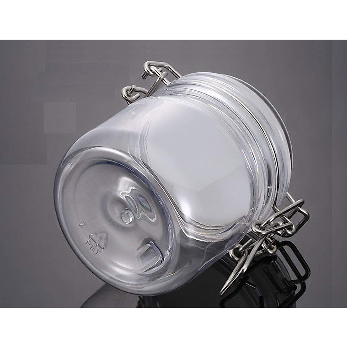 2Pcs 10 Oz/300ml Clear Round Plastic Home Kitchen Storage Sealed Jar Bottles with Leak Proof Rubber and Hinged Lid for Herbs, Spices, Candy, Gift, Arts and Crafts Storage Multi-purpose Container