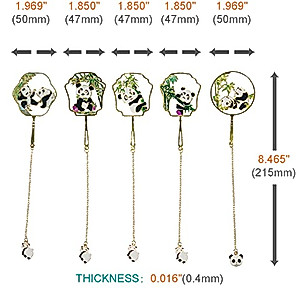 5 Pack Bookmarks Metal Cute Panda Hollow Bookmark with Tassel Gift Set for Teens Children Students Kids Book Lovers