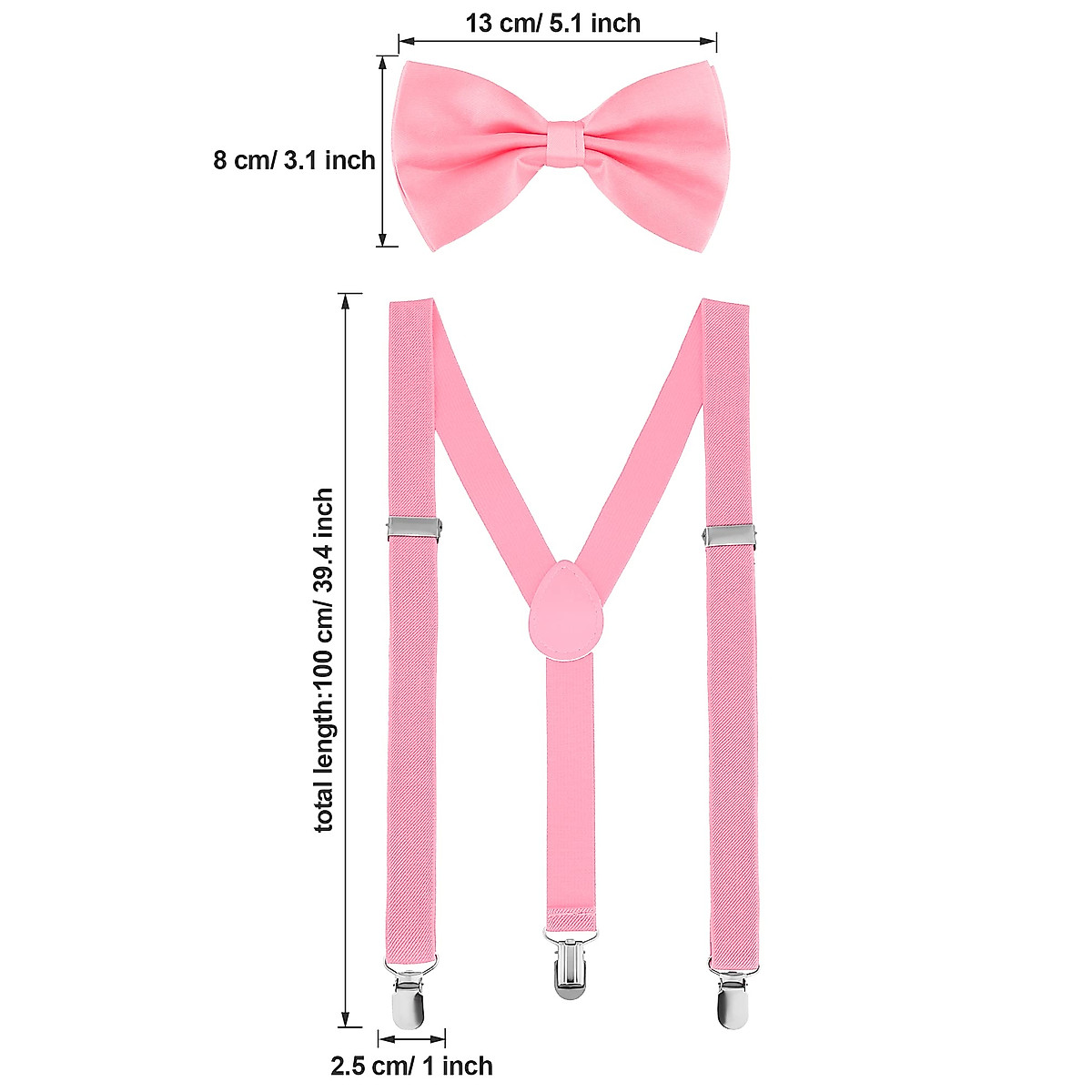 Suspender Bow Tie Set Clip On Y Shape Adjustable Braces, 80s Suspenders Shoulder Straps for Halloween Cosplay Party