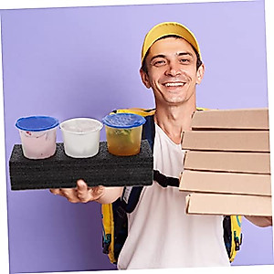 JEWEDECO Takeout Cup Holder 4 Pcs Cup Holder Drink Holder for Couch Black Coffee Cups Black Tray Drink Carrier Tray Beverage Carrier for Drink Carry Holder Coffee Carrier for Cup Holders