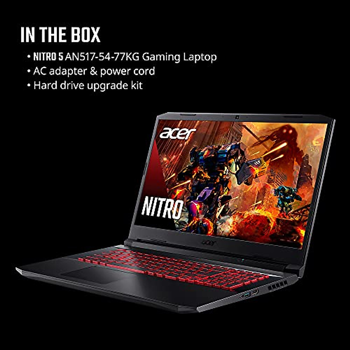 Acer Nitro 5 AN517-54-77KG Gaming Laptop | Intel Core i7-11800H | NVIDIA GeForce RTX 3050 Ti Laptop GPU | 17.3" FHD 144Hz IPS Display | 16GB DDR4 | 1TB NVMe SSD | Killer WiFi 6 | Backlit Keyboard