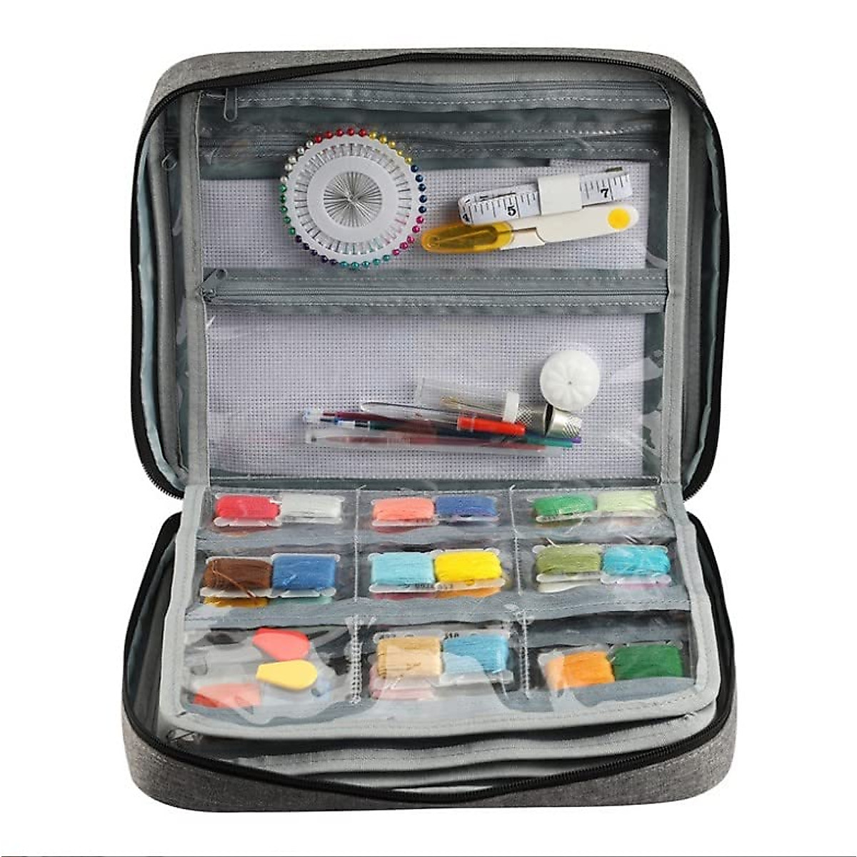 Knitting Project Carrying Bag Oxford Fabric Multi Pocket Embroidery Storage Bag for Crochet Hooks Knitting Needles Cross Stitch Tools