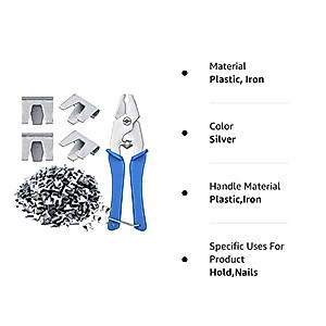 300 Pieces Wire Cage Clips with 1 Piece Wire Cage Buckle Snap Plier for Chicken Pet Dog Cat Cage (Silver, Blue)