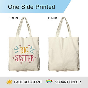 Dlzdn Big Sister Canvas Tote Bag For Women Aesthetic Cute Big Sister Tote Bag Shopping Grocery Bag Beach Bag Gifts for Women Teacher Bag Reusable Grocery Bag