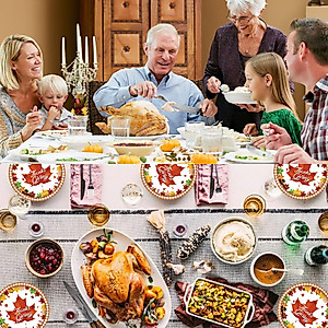 OBENIM HALIM 24 pcs Thanksgiving Fall Paper Plates Autumn Leaves Design Dessert Paper Plates For Disposable Holiday Thanks Theme Party Dinnerware