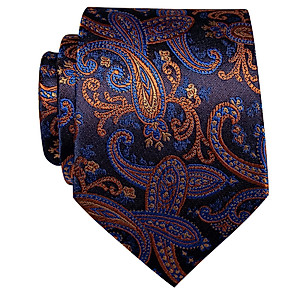 YourTies Rust Paisley Ties for Men Jacquard Woven Silk Necktie 3.15'' Formal Burnt Orange Tie for Wedding Business Party