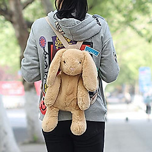 Kmiunty Cute Plush Animal,Rabbit Backpack with Adjustable Straps (Khaki)