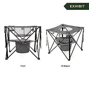 ARROWHEAD OUTDOOR 33.5” Portable Folding Tailgate Table, 4 Cup Holders, Food Basket, Insulated Cooler, No Sag Surface, Square, Carrying Case, Steel Frame, High-Grade 600D Canvas, USA-Based Support