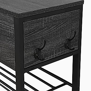 DKLGG Metal Shoe Rack with Coat Rack, Industrial 4-Tier Shoe Storage Organizer with Drawers for 12 Pairs, Shoe Shelf with Hooks & Adjustable Feet, Free Standing Shoe Racks for Entryway, Hallway(Black)