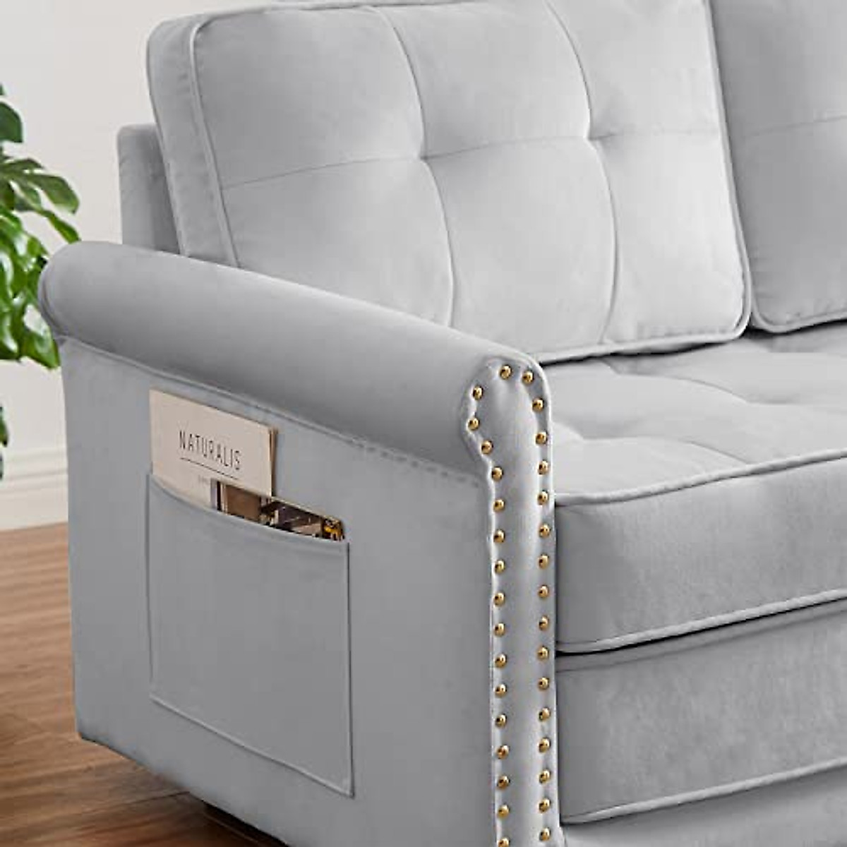 Antetek Loveseat Sleeper Sofa Bed, Modern Velvet Fabric Upholstered Futon Sofa Couch, Twin Floor Gaming Sofa, 54-inch Small Love seat, Foldable Lazy Recliner Sofa for Living Room Apartment, Grey