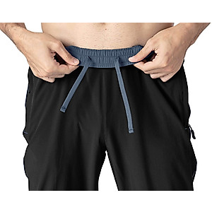 Rdruko Men's Sweat Pants Lightweight Workout Gym Jogging Track Athletic Pants Zipper Pockets Black Gray X-Large