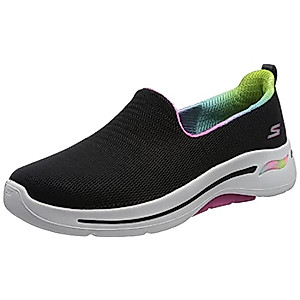 Skechers Woman Go Walk Arch Fit-Wild Energy 124867 Black/Hot Pink US Size 10.