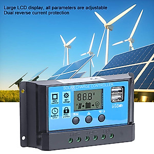 Solar Panel Regulator, Double USB with Digital Display Solar Charge Controller, for Home Yard Commercial Outdoor