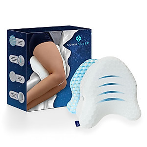 SelectSoma Knee Pillow for Side Sleepers with Cooling Memory Foam Gel Cover - Leg Cushion for Pain Relief in Sciatica, Back, HIPS, Knees, and Joints - Body Positioner for Maternity, Rest, and Sleep
