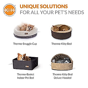 K&H PET PRODUCTS Thermo-Pet Cave Heated Cat Bed - Gray/Geo Flower 17 X 15 X 13 Inches