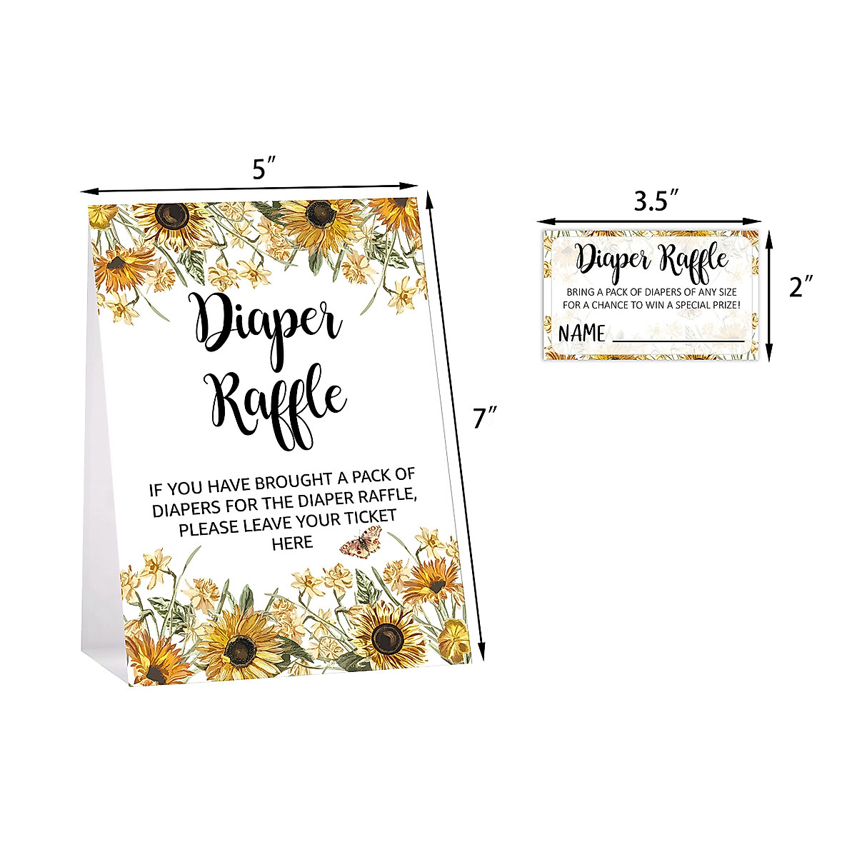 Diaper Raffle Tickets and Sign Baby Shower Games, Decorations, Party Favors For Baby Showers – 1 Sign, 50 Cards per Pack(DIAPER-C003)