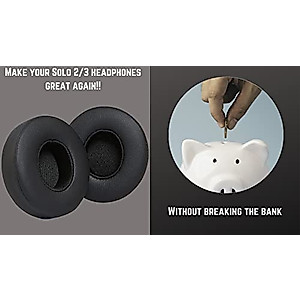 Premium Replacement Solo 3 Ear Pads/Solo 2 earpads Cushions. Compatible with Beats Solo 3 Headphones/Beats Solo 2 Headphones (Black). Premium Protein Leather | High Density Foam | Extra Thick