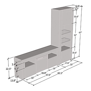 Milano Set 145EF-BK Electric Fireplace Modern Wall Unit Entertainment Center