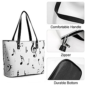 Womens Handbag Music Notes Pattern Leather Tote Bag Top Handle Satchel Bags For Lady