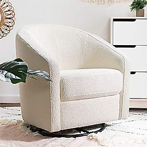 Home Square Fabric Upholstered Swivel Glider in Ivory Boucle (Set of 2)