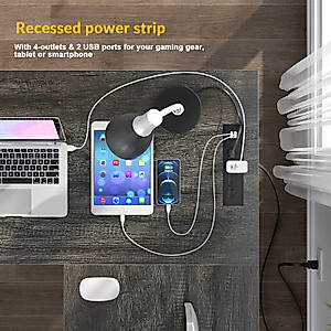 Unikito L Shaped Corner Computer Desk with USB Charging Port and Power Outlet, Storage Shelves, Reversible, Industrial 2 Person Gaming Table Modern Home Office Desks, White Oak