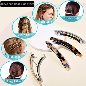 Fsmiling Hair Barrettes for Women French Hair Barrette Clip Large Acetate Hair Clips Barrette No Slip Hair Accessories 4-Pack