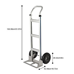 LUNUMAOS Hand Trunk Dolly Silver Aluminum Alloy Modern Desgin Industrial Moving Trolley Heavy Duty Dolly Cart 440 lbs with 2 Wheels for Warehouses