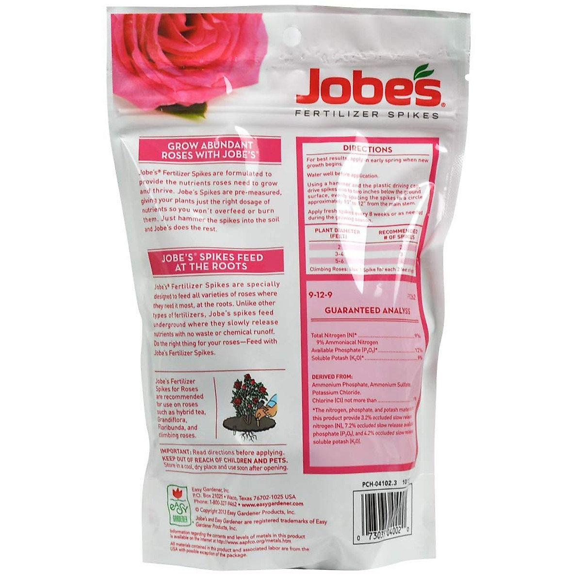 Jobe's 4102 Rose Outdoor Fertilizer Food Spikes, 10 Pieces, 16 oz (Pack of 2)