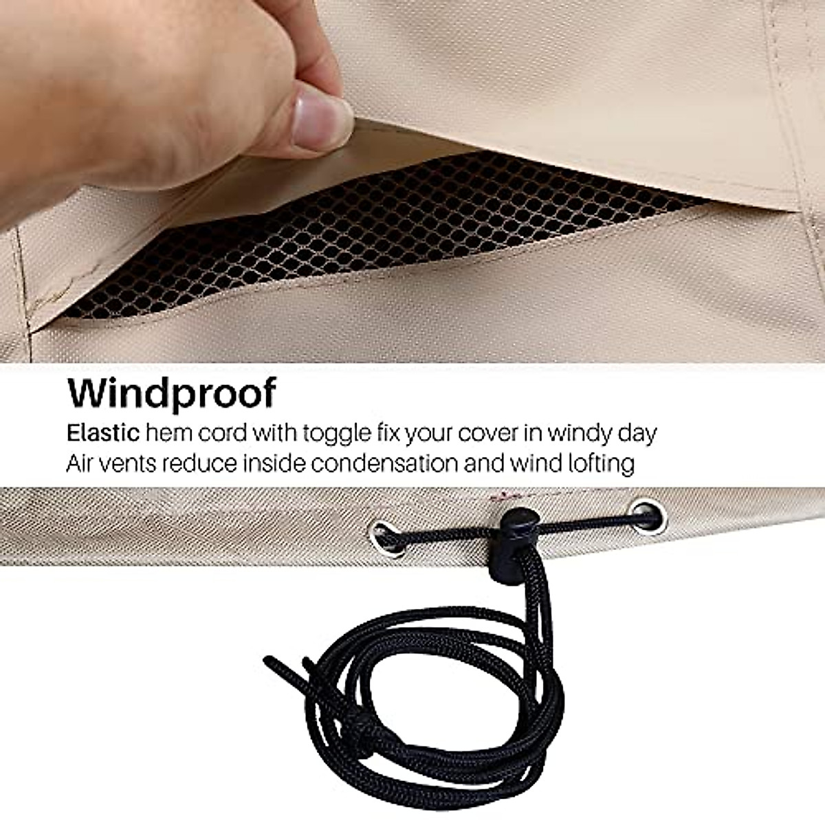 Wisteria Lane Outdoor Furniture Cover Waterproof, Heavy Duty & Waterproof Patio Furniture Cover, Rectangular Outdoor Sectional Cover, 108 X 82 X 28 inches, Beige