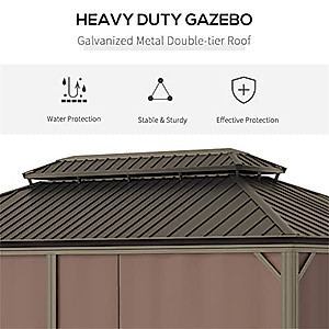 ZHYHSM-111 Hardtop Gazebo with Privacy Curtains Outdoor Canopy Gazebo with Aluminum Frame for Sun-Shade Gardens, Patios, Backyards
