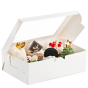 Jucoan 50 Pack White Kraft Paper Cupcake Box with Window Insert Holds 6 Standard Cupcakes, Cupcake Carrier Container, Food Grade Cupcake Holder, Bakery Container for Pastry, Muffins