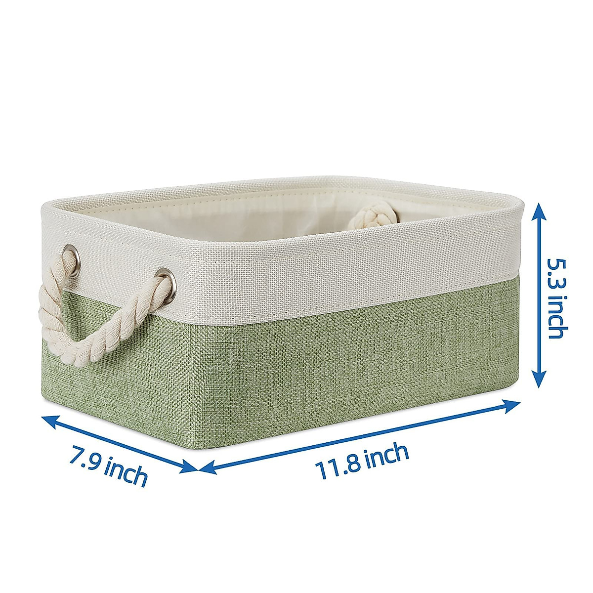 Temary Cube Storage Baskets for Shelves 10pack Fabric Storage Basket for Organizing Toys, Clothes, Storage Cubes with Leather Handles, Closet Baskets Nursery Home (White&Green)