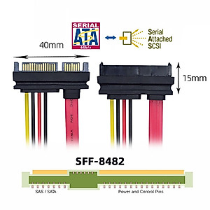 ChenYang SAS to SATA Cable,SFF-8482 SAS 29Pin to SATA 22Pin Hard Disk Drive Raid Extension Cable