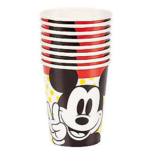 Unique Mickey Mouse Birthday Party Supplies Bundle Pack includes 24 Party Paper Cups and 1 Dinosaur Sticker Sheet