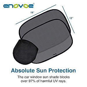 Enovoe Car Window Shade for Baby - (2 Pack) - Medium - 19" x 12" - Cling Car Sun Shade for Windows - Sun, Glare and UV Rays Protection for Your Child - Car Window Shades for Side Window
