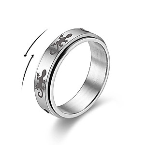 Gecko Fidget Rings for Women Men Spinner Anxiety Rotate Freely Inspirations Stress Relief Meditation Stainless Steel Band Cool Animal Stacking Middle Finger Band Couple Wedding Matching Promise Anniversary Valentine's Day Jewelry Gifts Birthday BFF (7)