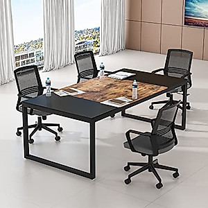 Tribesigns 6FT Conference Table, 70.86" L x 35.43" W x 29.52" H Meeting Seminar Table, Large Rectangle Shaped Computer Desk, Modern Boardroom Desk for Office Meeting Conference Room (Black/Brown)