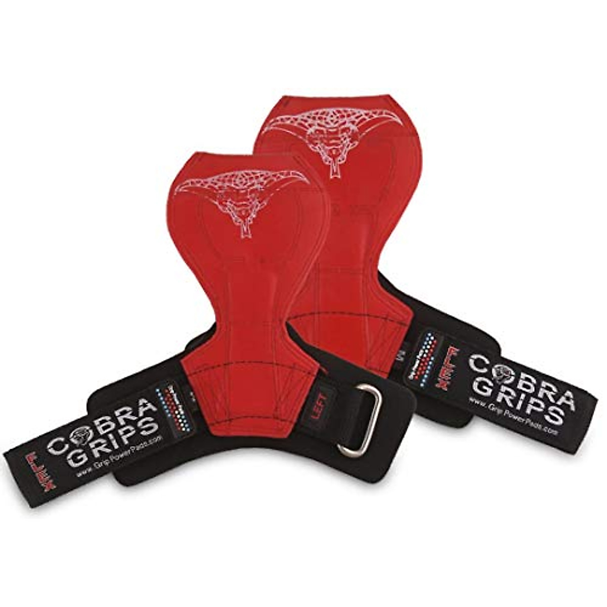 2018 Cobra Grips Flex Model Weight Lifting Gloves Heavy Duty Straps Alternative Power Lifting Hooks Best for Deadlifts with Padded Wrist Wrap Support Bodybuilding (Medium, Red Rubber)