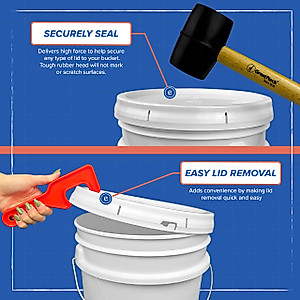 ePackageSupply 5 Gallon Plastic Bucket with Airtight Lid I Food Grade Bucket | BPA-Free I Heavy Duty 90 Mil All Purpose Pail I Made in USA | One 12' Rubber Mallet & One Lid Opener is Included