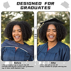 EMOOULI Black Graduation Cap Headband, 2024 New Grad Hat Insert，Secure Grad Hat And Hairstyle,Not Change Hair,Firm Anti-Fall Hairband for Graduates, Students, Women(Not Including the Grad Hat)