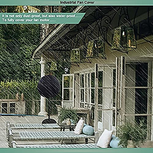 ELONGRIVER Industrial Fan Cover, Waterproof & Dustproof Protection Cover for Pedestal Fan or Wall Mount Fan Made of Heavy Duty Polyester (Black, 28" x 9" x 28")