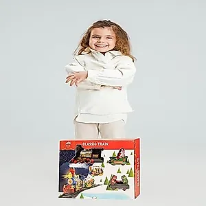 Premium Quality 15 Piece Classic Toy Train Set for Kids with Light, Smoke, Realistic Sounds, Tracks, Locomotive Rail Set Great Toy for Kids for Christmas Decoration