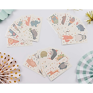 PapaKit Cute Zoo Animals 36 Temporary Fake Tattoo Set, 18 Individually Wrapped Sheets | Kids Girls & Boys Birthday Party Favor Gift Supply